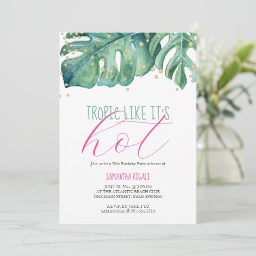 50th Birthday Party Tropical Theme Invitation | Zazzle