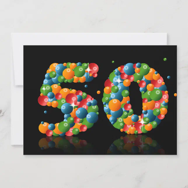 50th Birthday party, with bubbles and balls Invitation | Zazzle