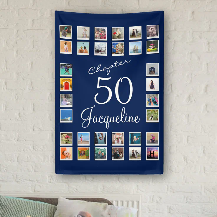 50th Birthday Photo Collage Chapter 50 Banner | Zazzle