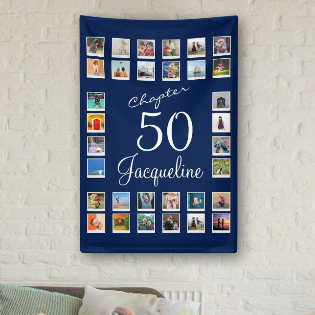 50th Birthday Photo Collage Chapter 50 Banner | Zazzle
