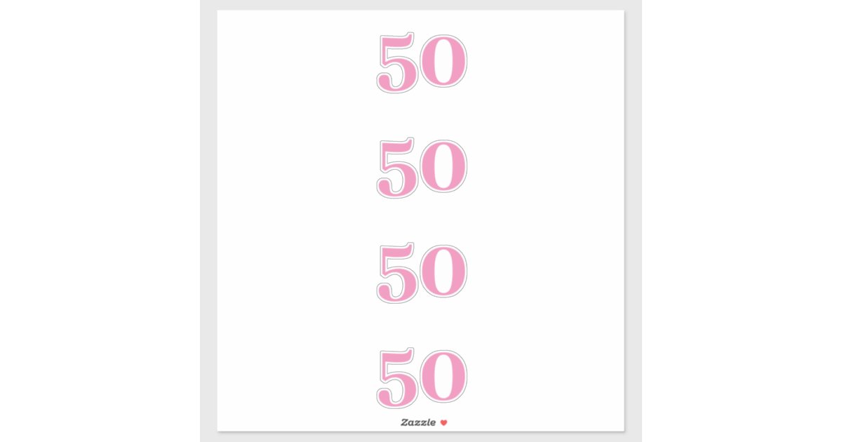 50th Birthday Pink Custom Age Number Fifty Pattern Sticker | Zazzle