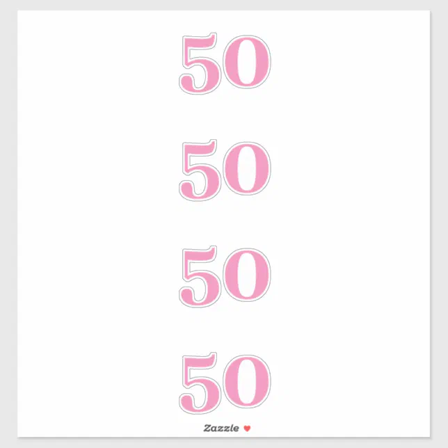 50th Birthday Pink Custom Age Number Fifty Pattern Sticker | Zazzle