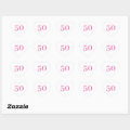 50th Birthday Pink Custom Age Number Fifty Trendy Heart Sticker | Zazzle