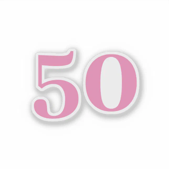 50th Birthday Pink Custom Age Number Fifty Trendy Sticker | Zazzle