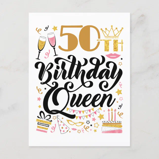 50th Birthday Queen Postcard | Zazzle