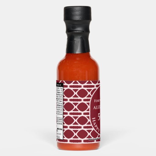 50th Birthday Red White Pattern Personalize Hot Sauces | Zazzle