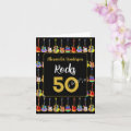 50th birthday Rock and Roll Guitar add Name Card | Zazzle