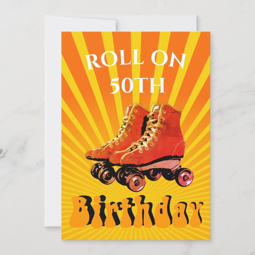 50th Birthday Roller Skate Born In The 70s Invitation | Zazzle