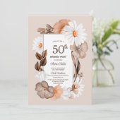 50th Birthday Rustic Boho Floral Party Invitation | Zazzle