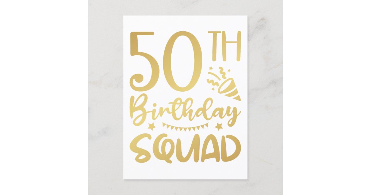 50th Birthday Squad 50 Party Crew Postcard | Zazzle