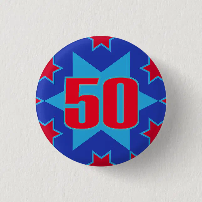 50th Birthday star button/badge Button | Zazzle
