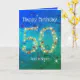 50th Birthday - Star Numbers - Blue Green - Age 50 Card | Zazzle