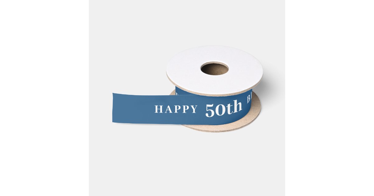 50th Birthday Steel Blue Ribbon | Zazzle