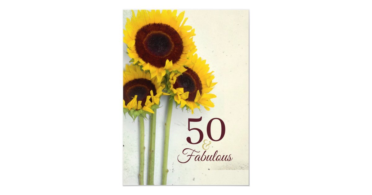 50th Birthday Sunflower Rustic Invitation | Zazzle.com