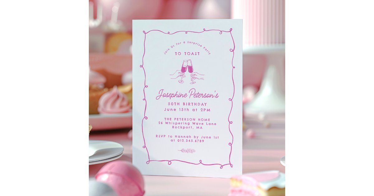 50th Birthday Surprise Party Whimsical Doodle Invitation | Zazzle