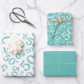 50th Birthday Teal & White Number Pattern 50 Wrapping Paper Sheets | Zazzle