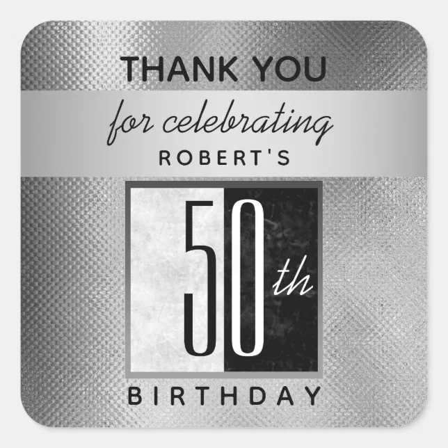 50th Birthday Thank You Square Sticker | Zazzle