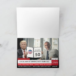 50th Birthday Trump Mens Funny TV News Invitation | Zazzle