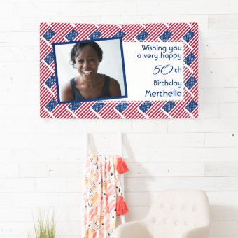 50th Birthday USA AMERICAN FLAG Photo Banner | Zazzle