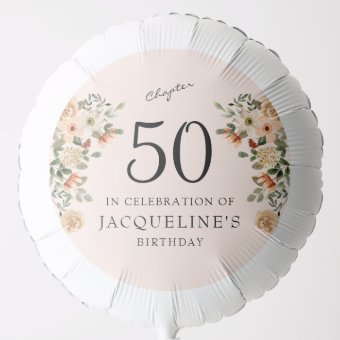 50th Birthday Vintage Floral Balloon | Zazzle