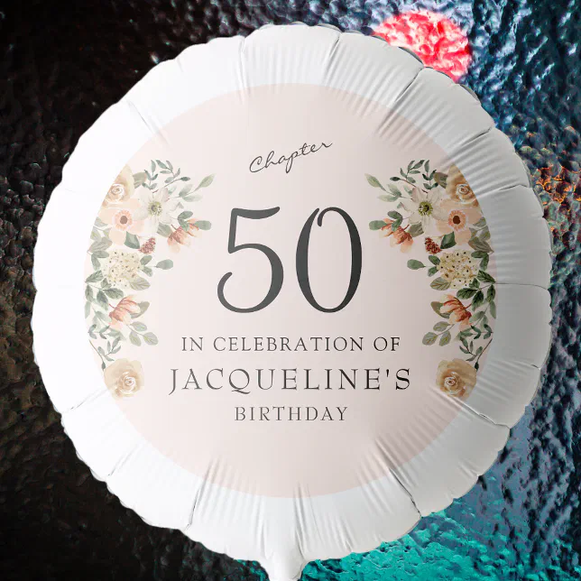 50th Birthday Vintage Floral Balloon | Zazzle