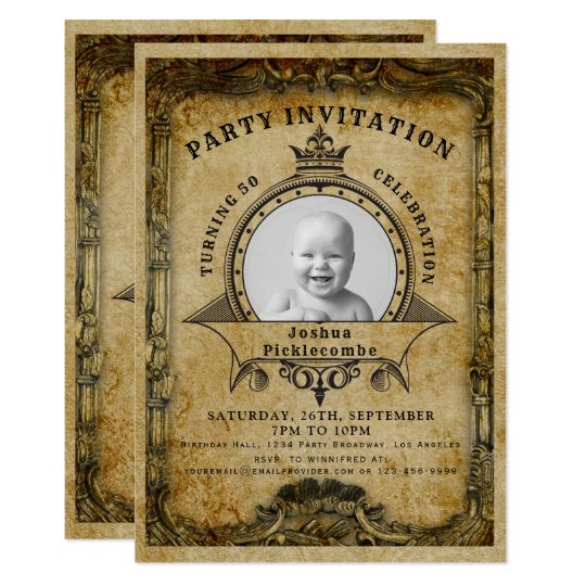 50th Birthday Vintage Retro Photo Surprise Party Invitation | Zazzle.com
