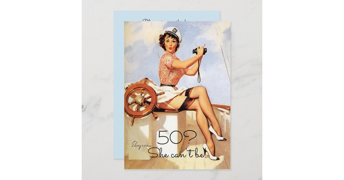 50th Birthday Vintage Sexy Pin Up Girl Custom Invitation Zazzle