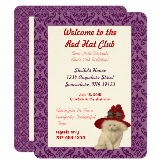50th Birthday Welcome to the Red Hat Club Party Invitation | Zazzle.com
