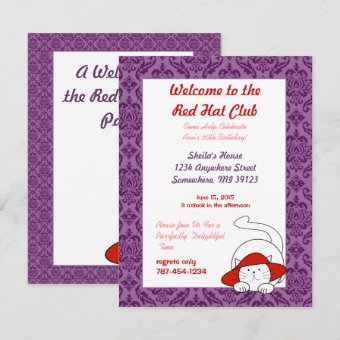 50th Birthday Welcome to the Red Hat Club Party Invitation | Zazzle