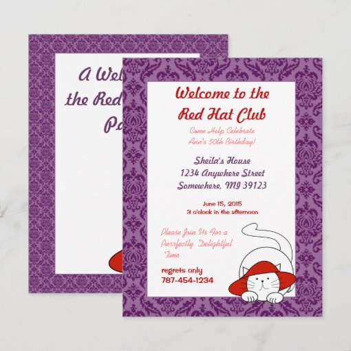 50th Birthday Welcome to the Red Hat Club Party Invitation | Zazzle