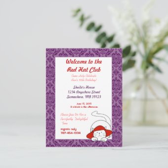50th Birthday Welcome to the Red Hat Club Party Invitation | Zazzle