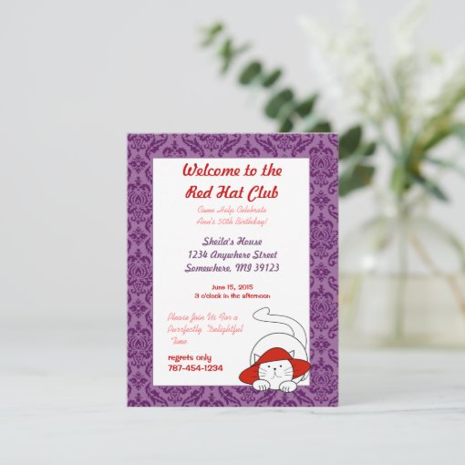 50th Birthday Welcome to the Red Hat Club Party Invitation | Zazzle