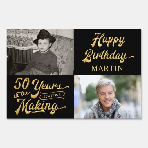 50th Birthday Years in the Making Retro Script Sign | Zazzle