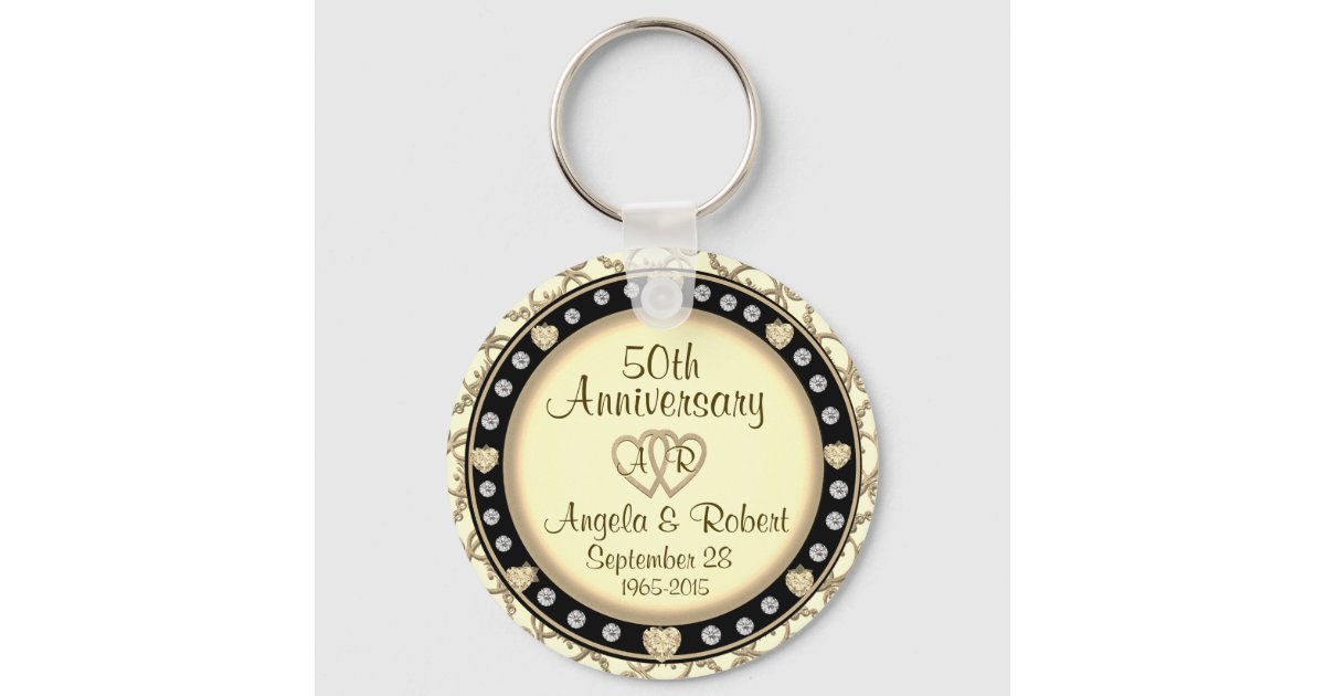50th Gold Anniversary Keychain | Zazzle