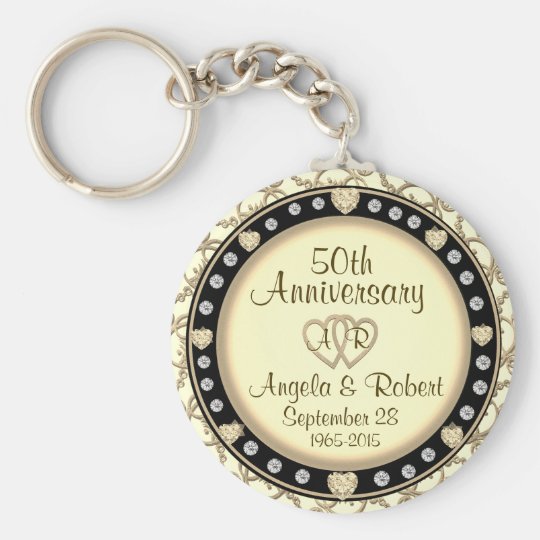 50th Gold Anniversary Keychain | Zazzle.com