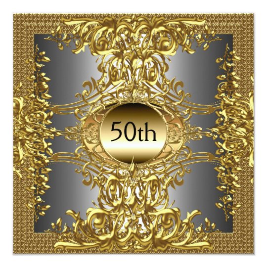 50th Gold Birthday Party Invitation | Zazzle.com
