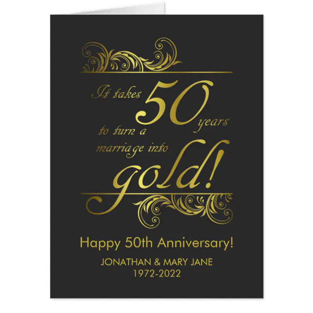 50th Gold Wedding Anniversary Card | Zazzle