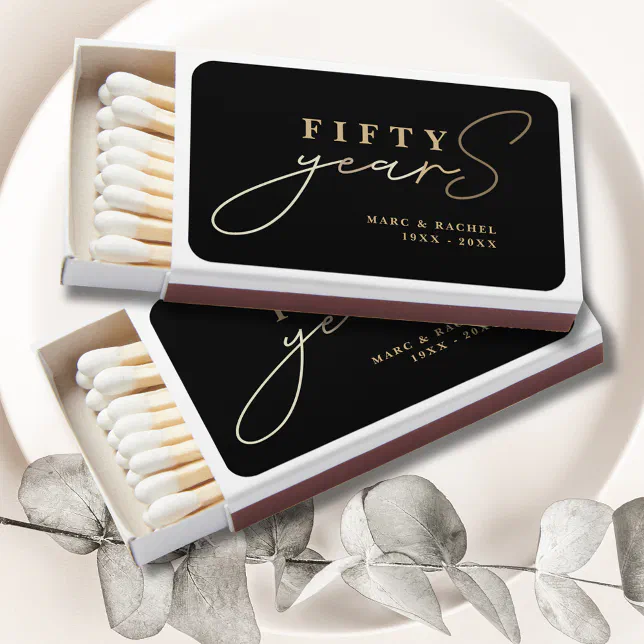 50th Gold Wedding Anniversary Favors Matchboxes | Zazzle