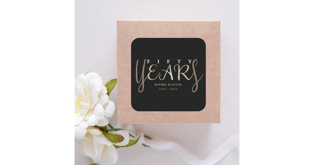 50th Gold Wedding Anniversary Gift Square Sticker | Zazzle