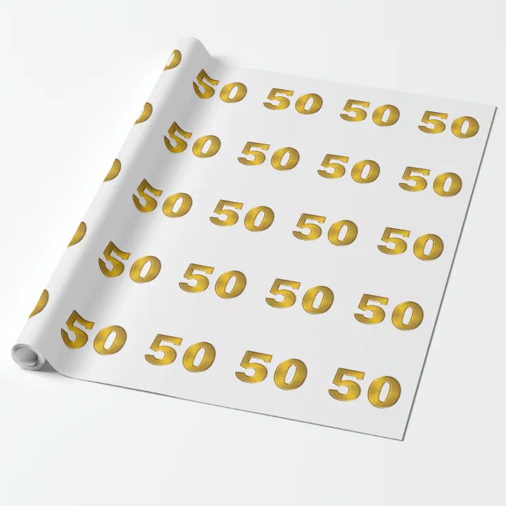 50th Golden Anniversary Birthday Milestone Wrapping Paper | Zazzle
