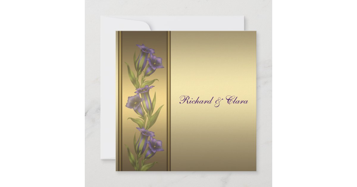 50th Golden Anniversary Purple Violets Invitation | Zazzle