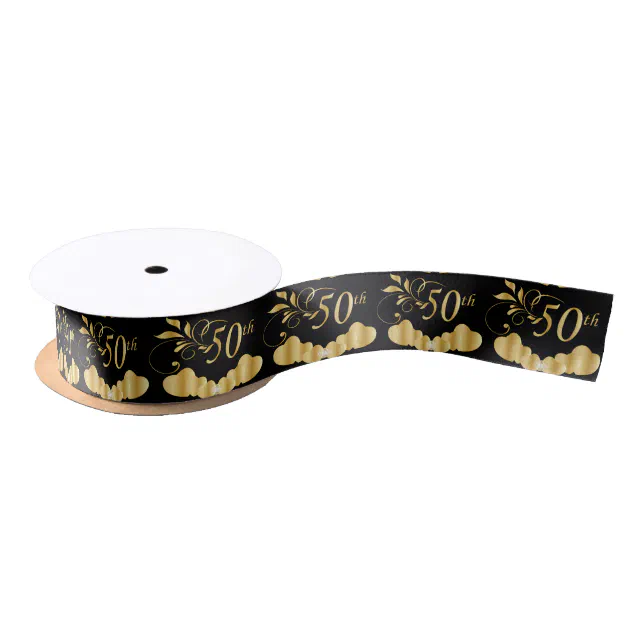 50th Golden Event Satin Ribbon | Zazzle