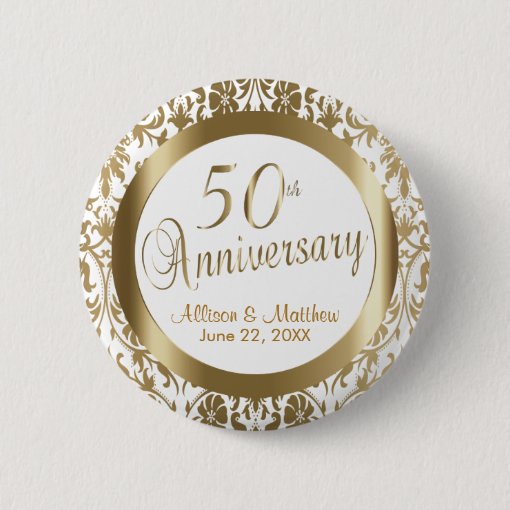 50th Golden Wedding Anniversary Button | Zazzle