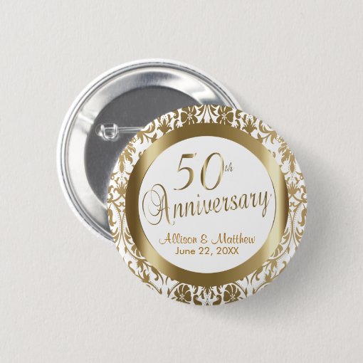 50th Golden Wedding Anniversary Button | Zazzle