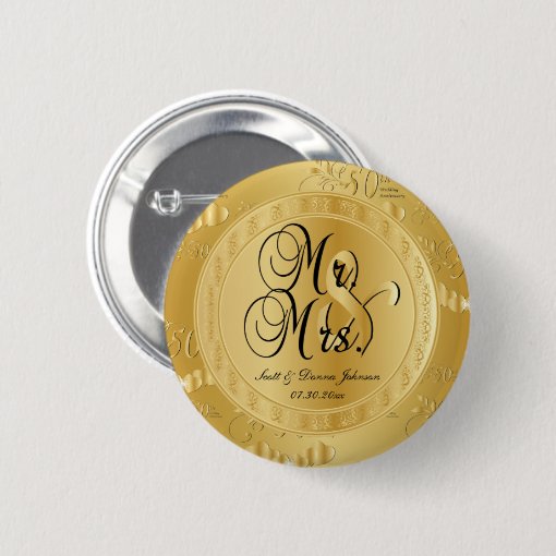 50th Golden Wedding Anniversary Button | Zazzle