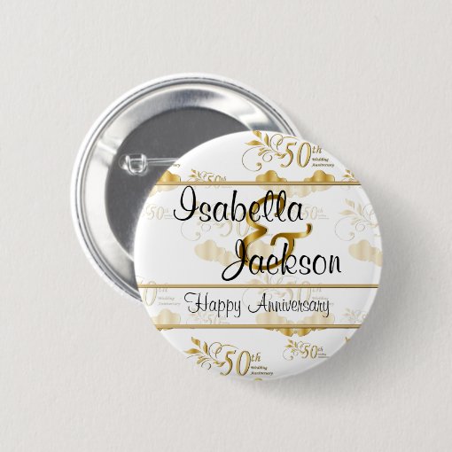 50th Golden Wedding Anniversary Button | Zazzle