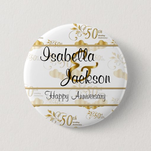 50th Golden Wedding Anniversary Button | Zazzle