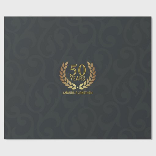 50th Golden Wedding Anniversary Customizable Wrapping Paper | Zazzle