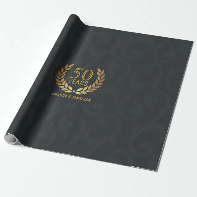 50th Golden Wedding Anniversary Customizable Wrapping Paper | Zazzle