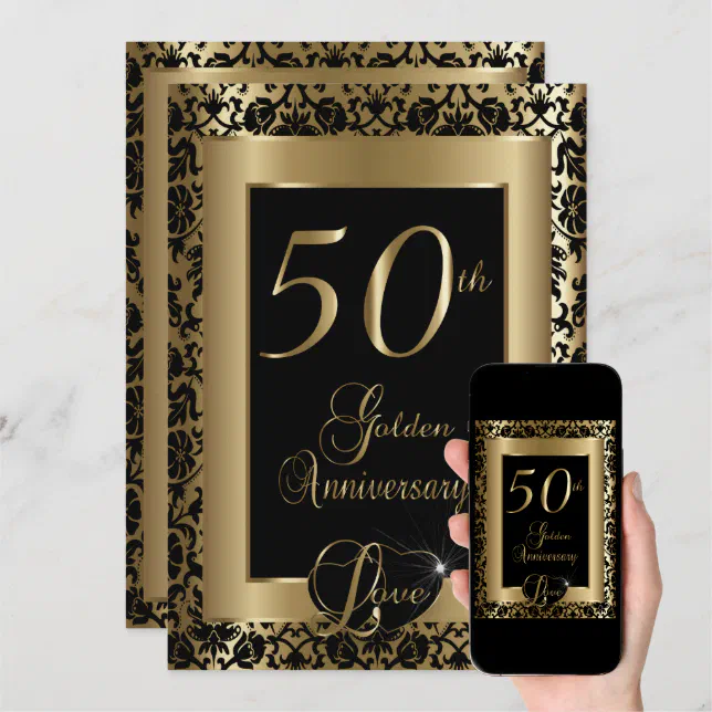 50th Golden Wedding Anniversary Design Invitation | Zazzle